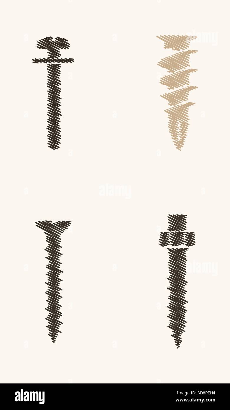 Selection of different screws displayed upright including wood and ...