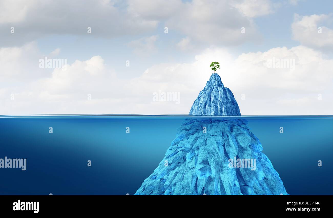 Resilience And Hope as a green sapling growing on top of an Iceberg as ...