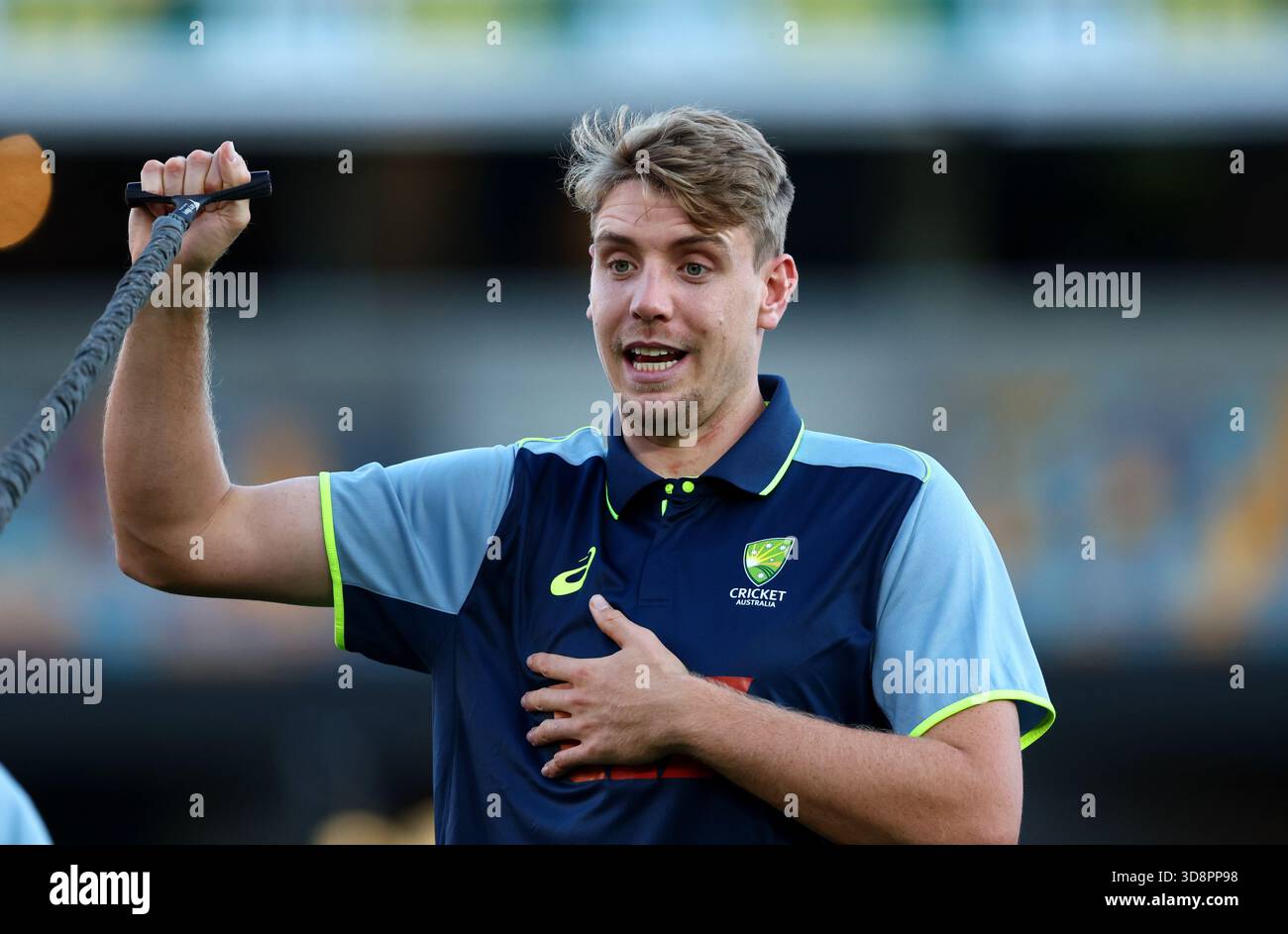 Cameron Green during an Australian Cricket Team training session at The Gabba, in Brisbane ...