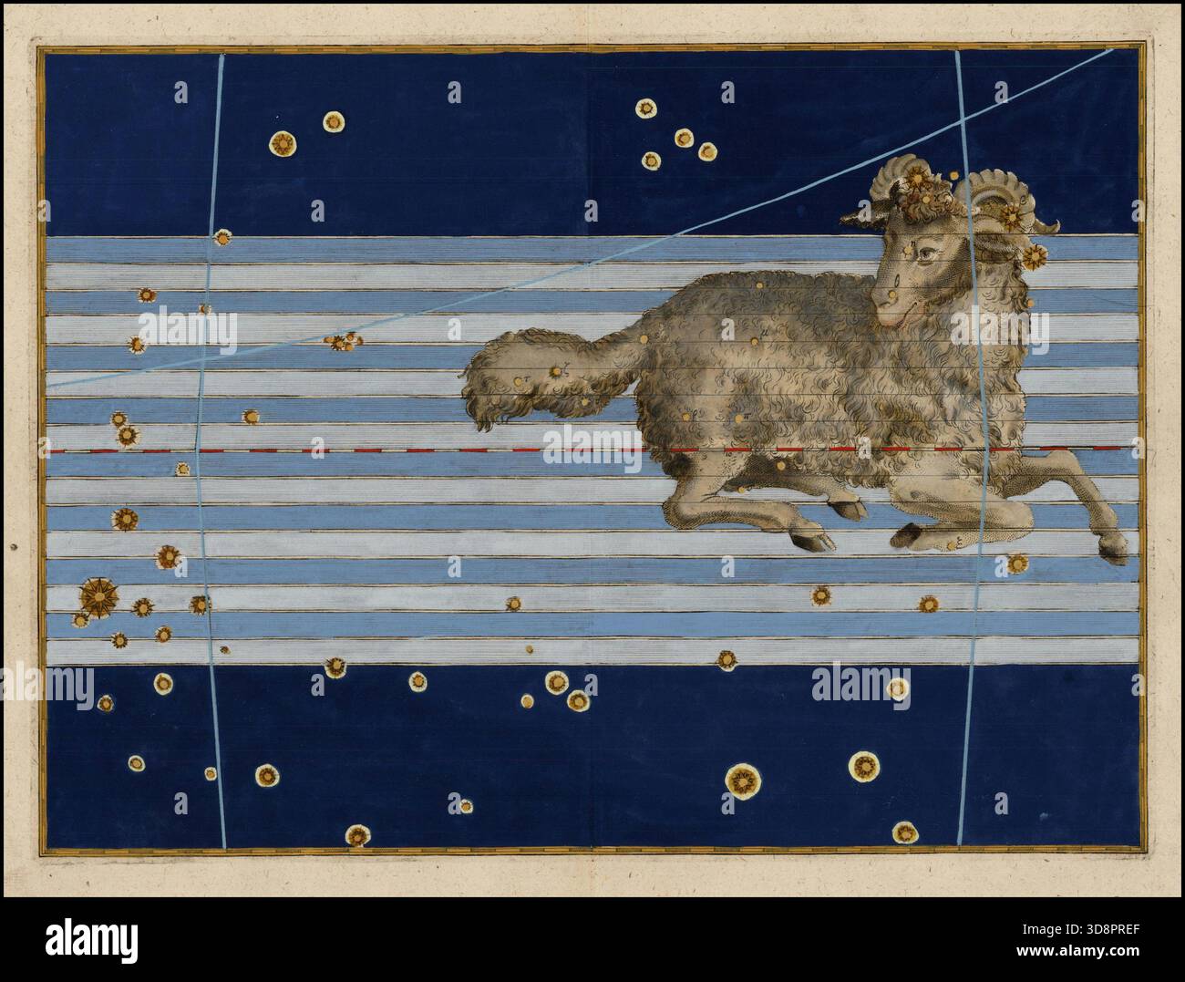 John Bayer celestial chart of Aquarius, with the stars heightened in ...