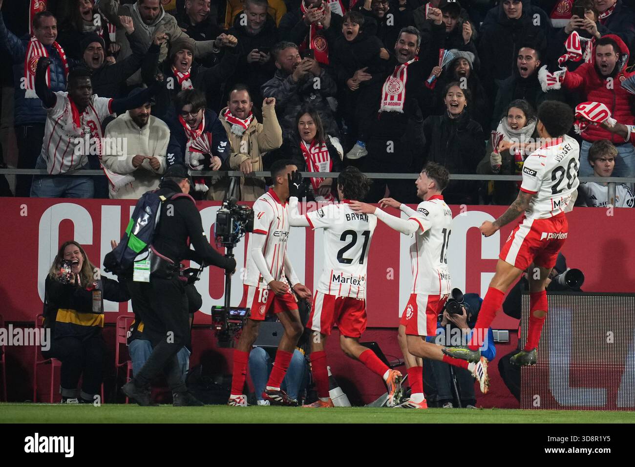 Azzedine Ounahi of Girona FC celebrates goal after scoring the 1-1 ...