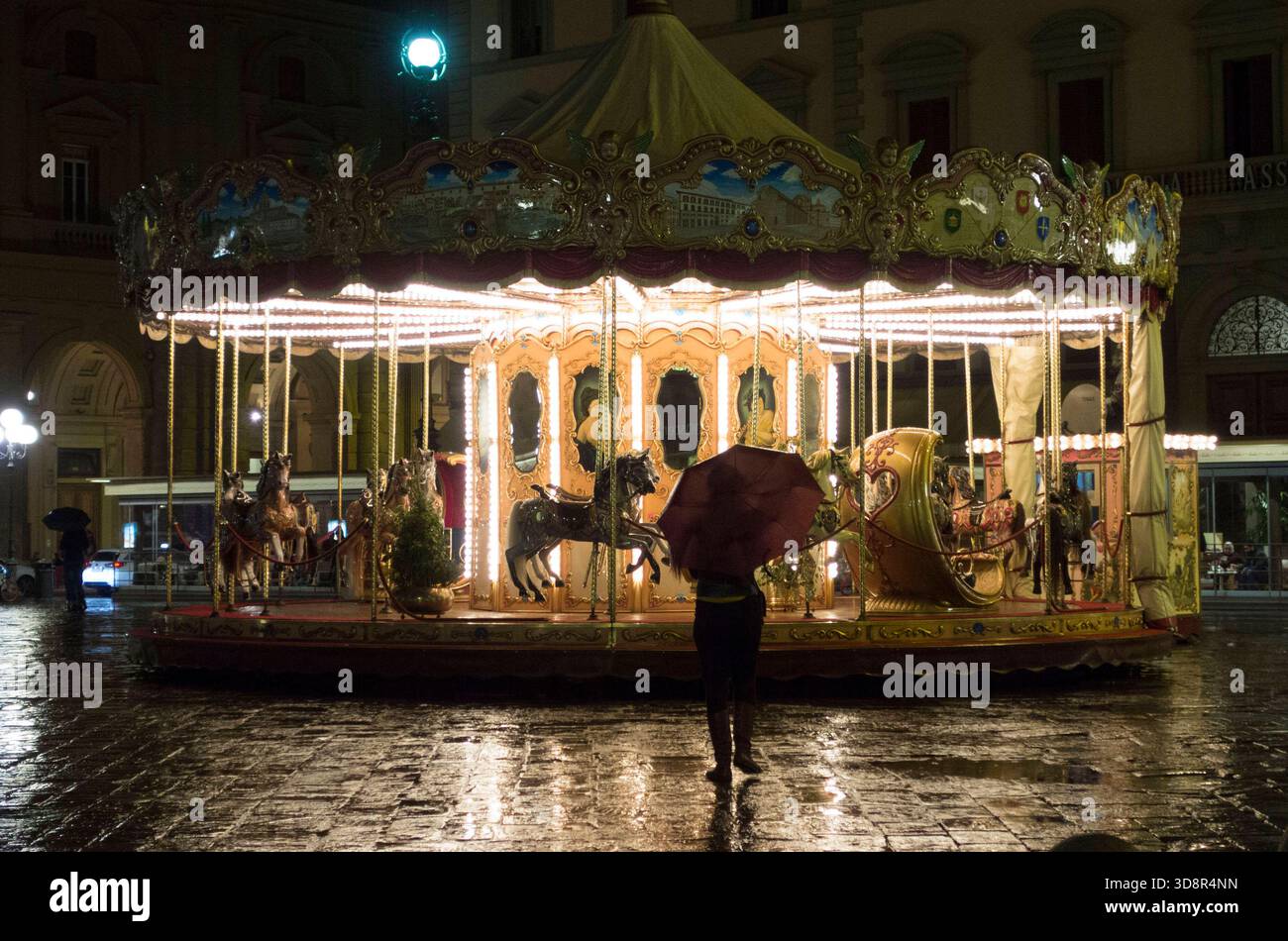children carousel on a playground, leisure and outdoor activity for ...