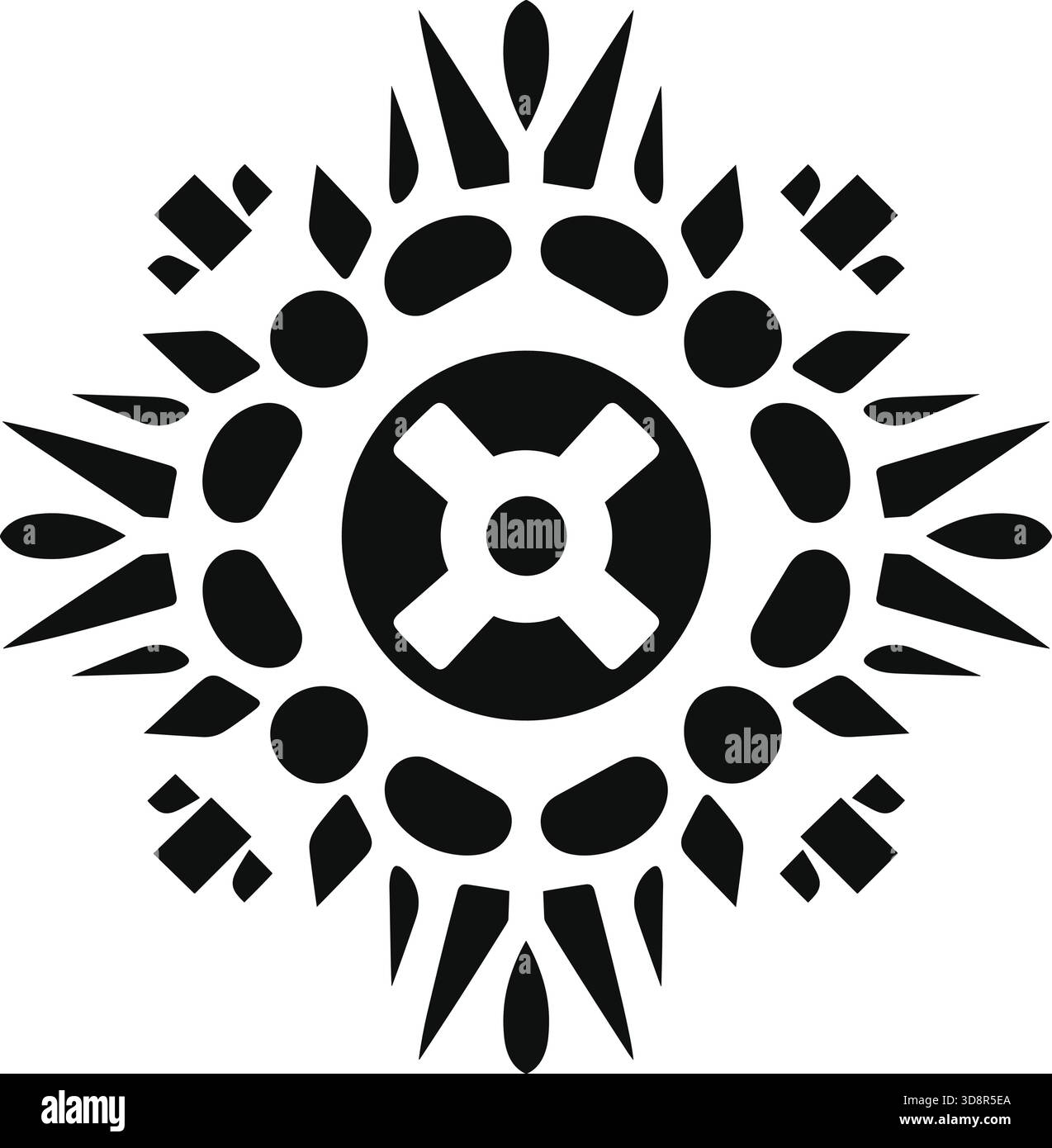 Abstract graphic design features a centered white cross encircled by ...