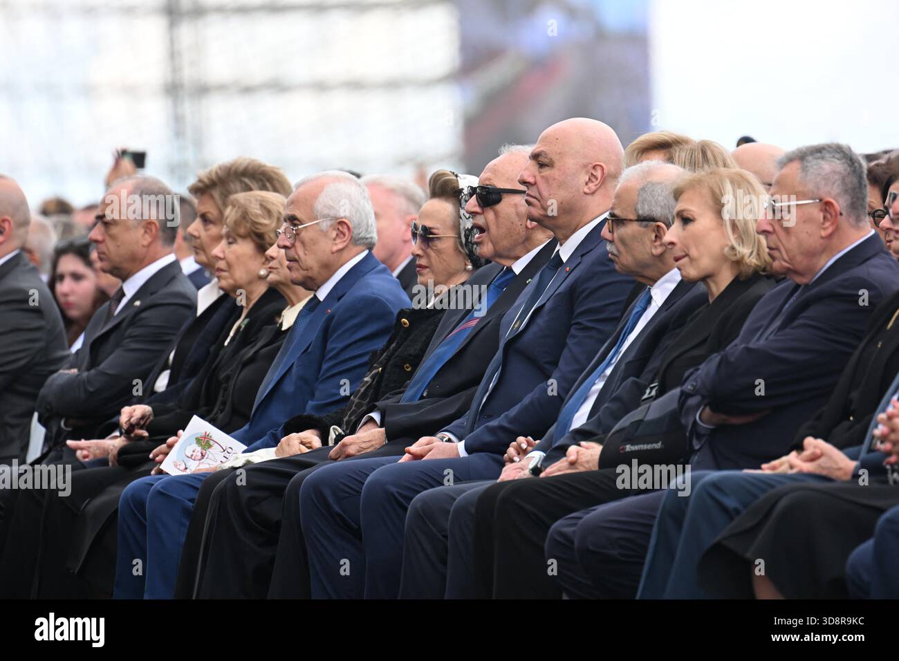 Lebanese President Joseph Aoun and First Lady Nehmat Aoun during the ...