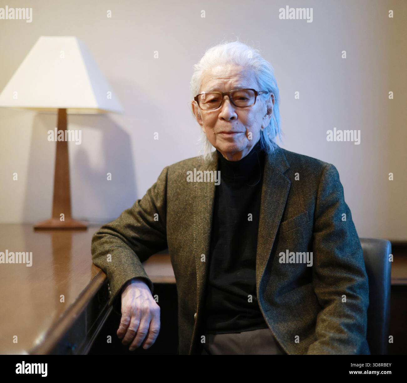 Japanese author Hiroyuki Itsuki speaks during an interview in Minato ...