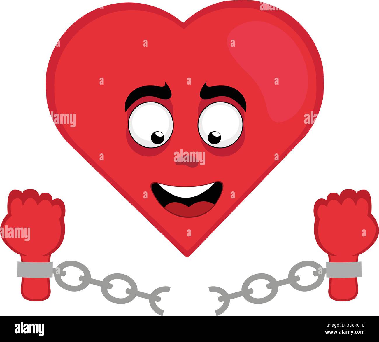 vector illustration emoticon character heart cartoon breaking chains in ...