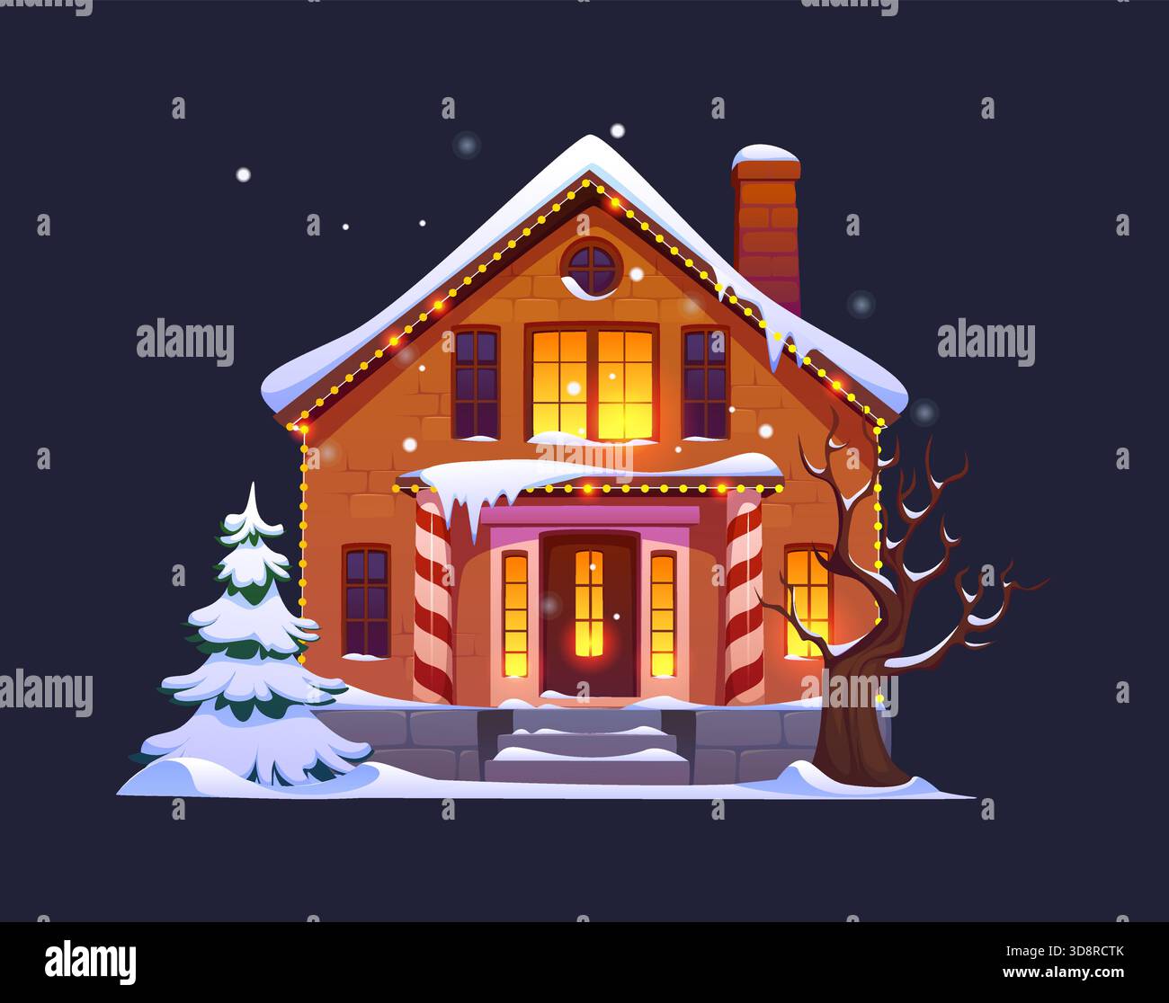 Christmas cottage house, winter village cabin Stock Vector Image & Art ...