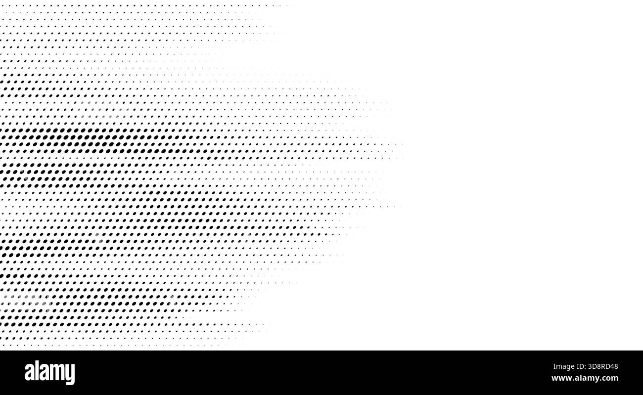 Black halftone dot pattern arranged in horizontal lines with gradient ...