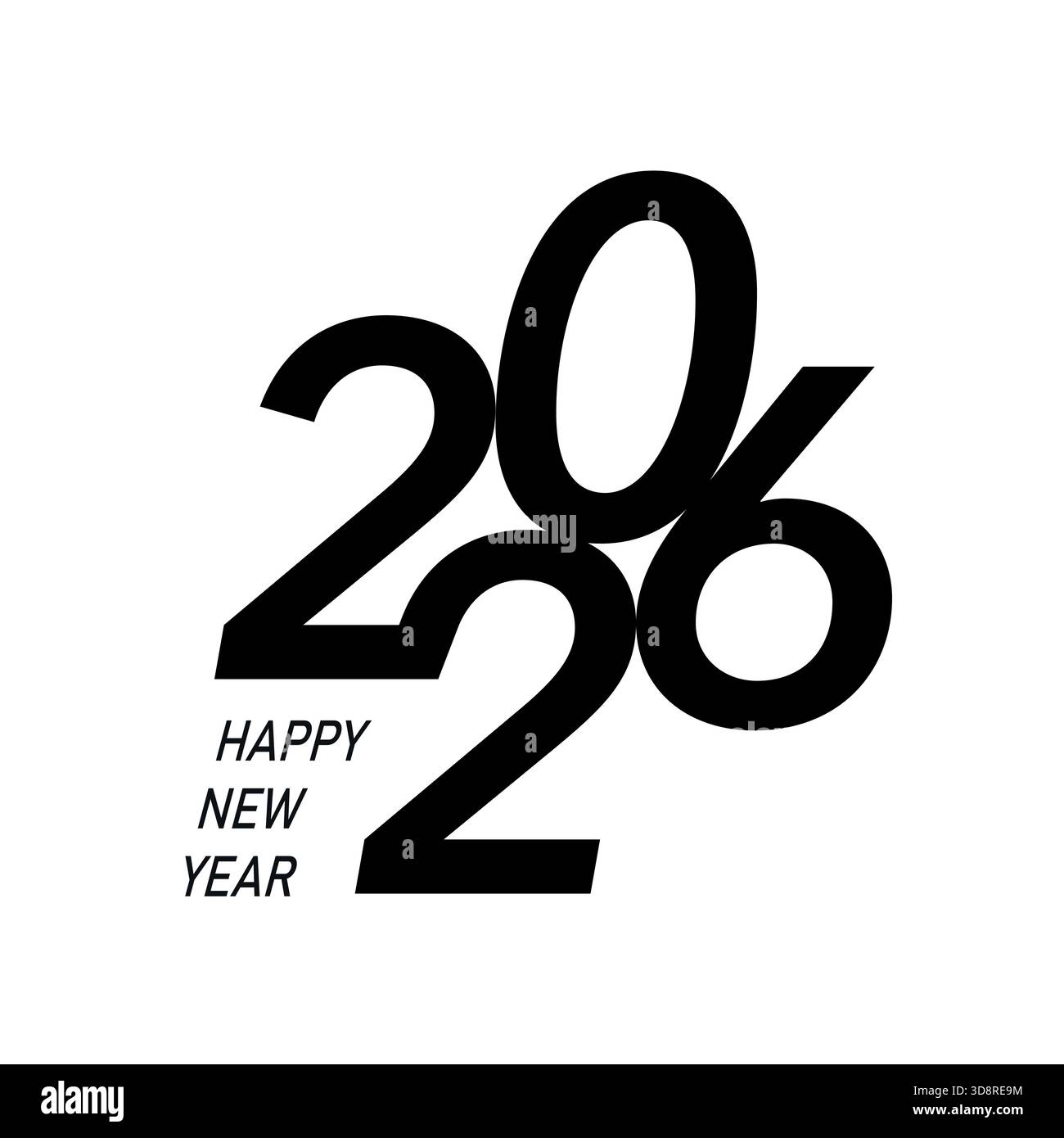 Creative overlapping 2026 numbers with angled "Happy New Year" text in ...