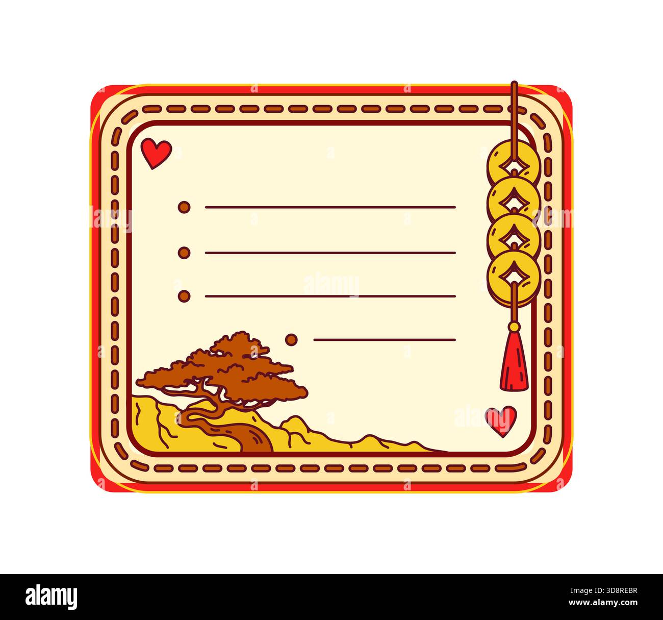 Asian landscape, japanese kids memo note template Stock Vector Image ...