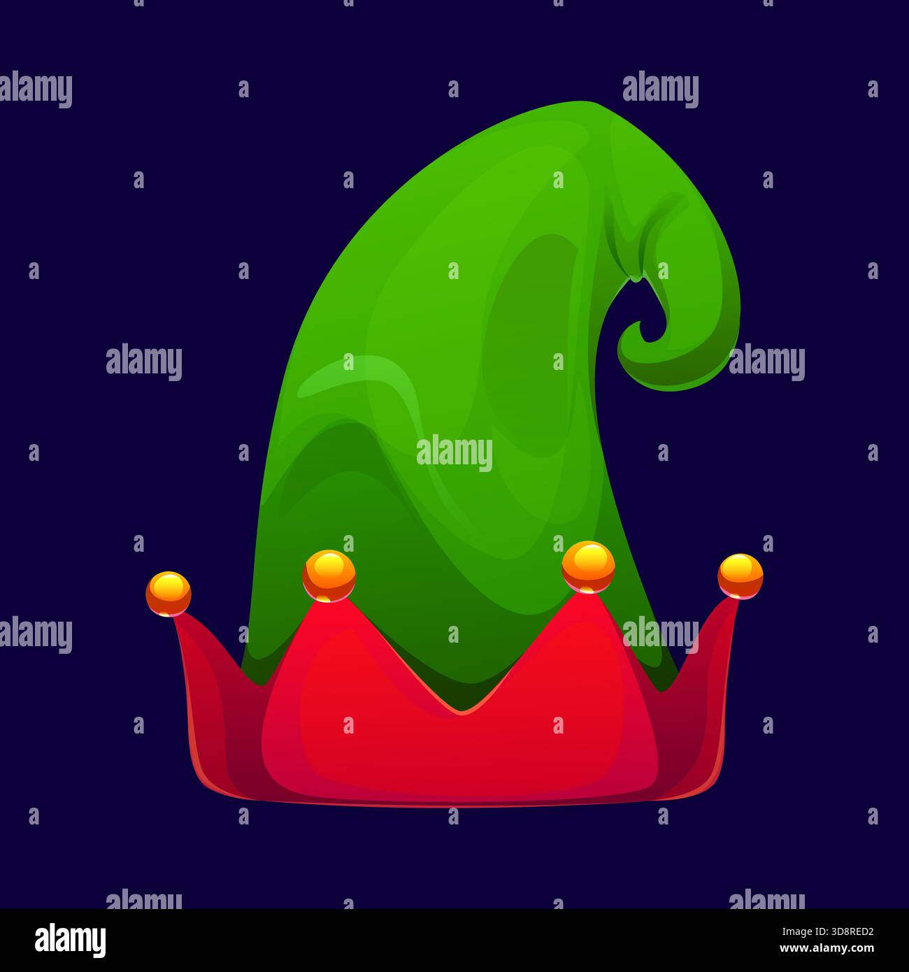 Cartoon elf hat, green and red Christmas cap Stock Vector Image & Art ...