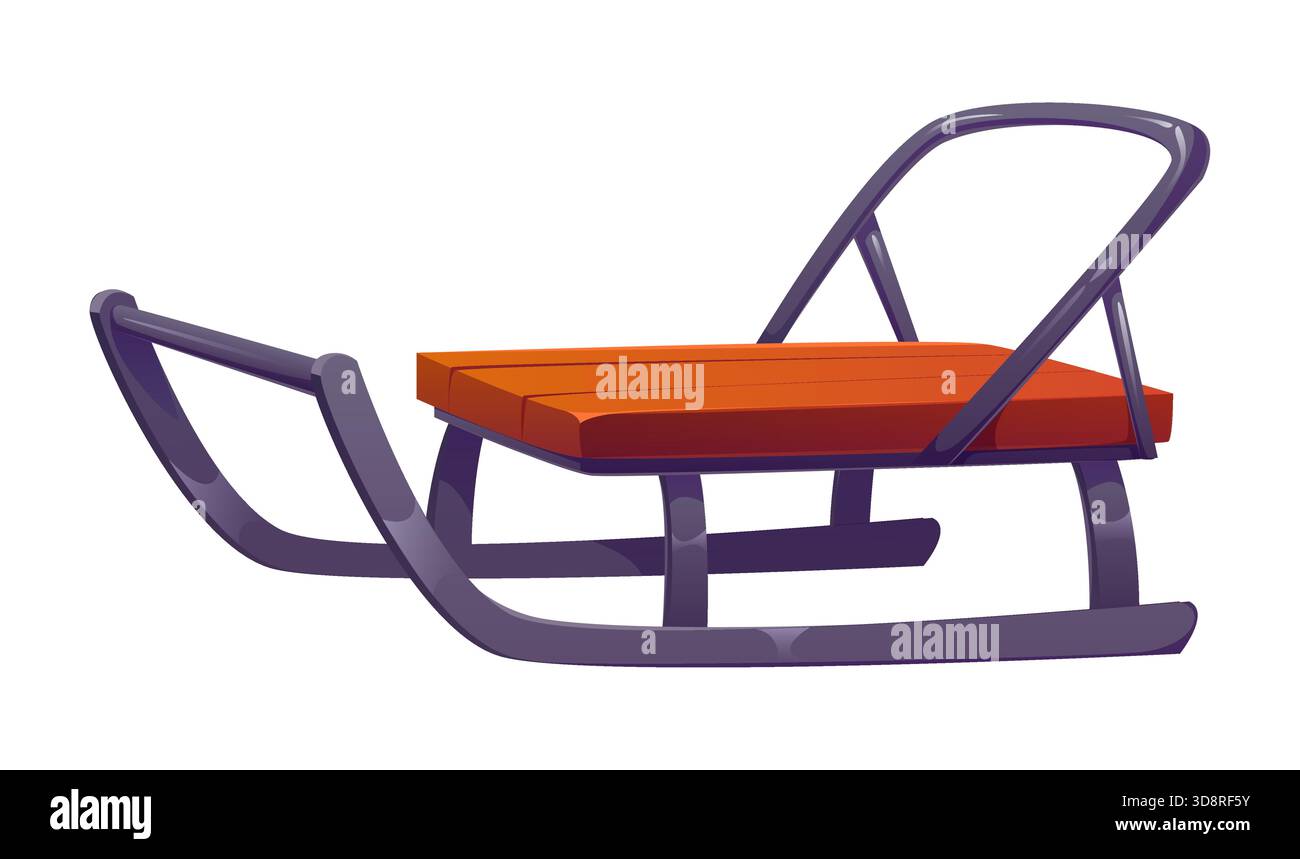 Christmas sleigh, wooden sledge sled cartoon icon Stock Vector Image ...