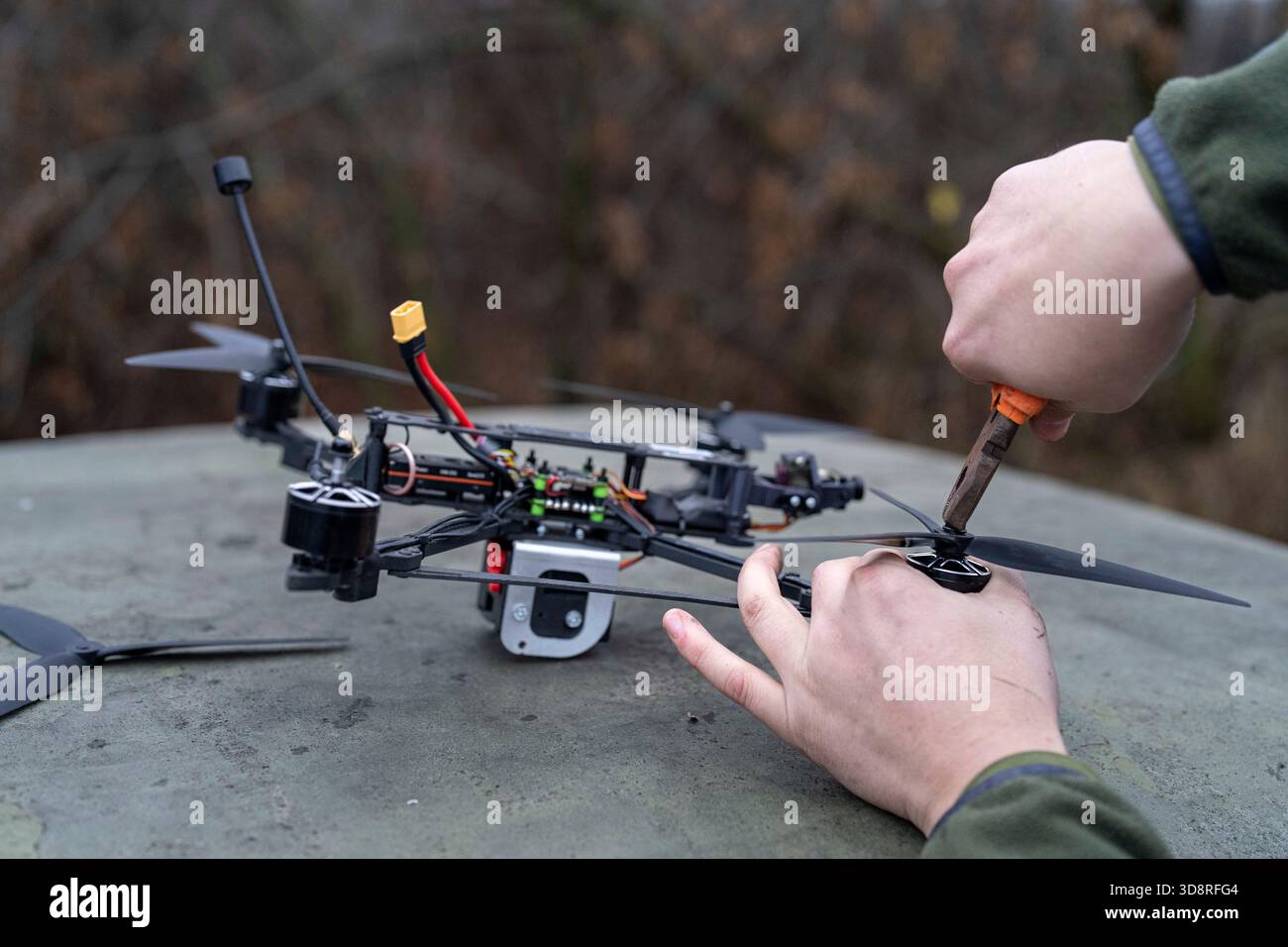 29-year-old Ukrainian drone operator Vlad explains the functionality of ...