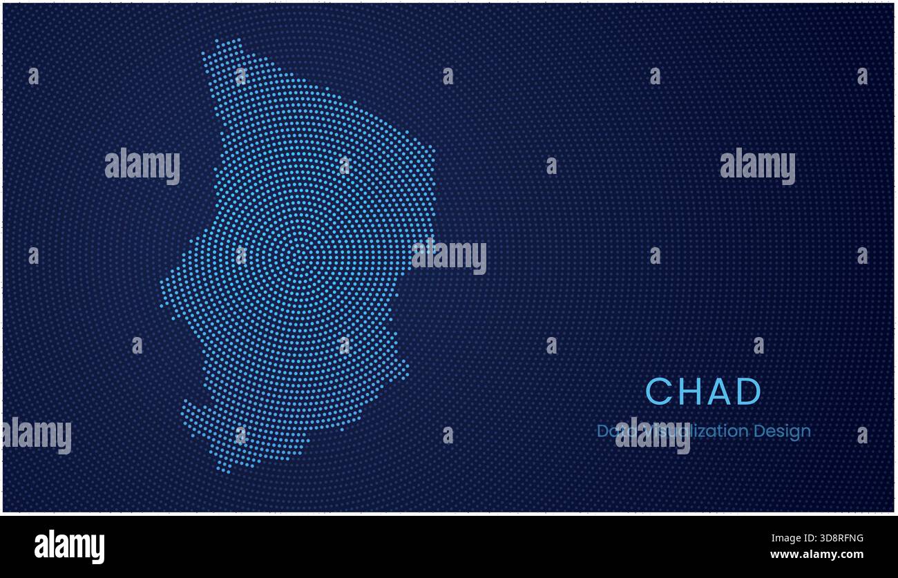 Chad stylized dotted map in modern circular data tech visualization ...