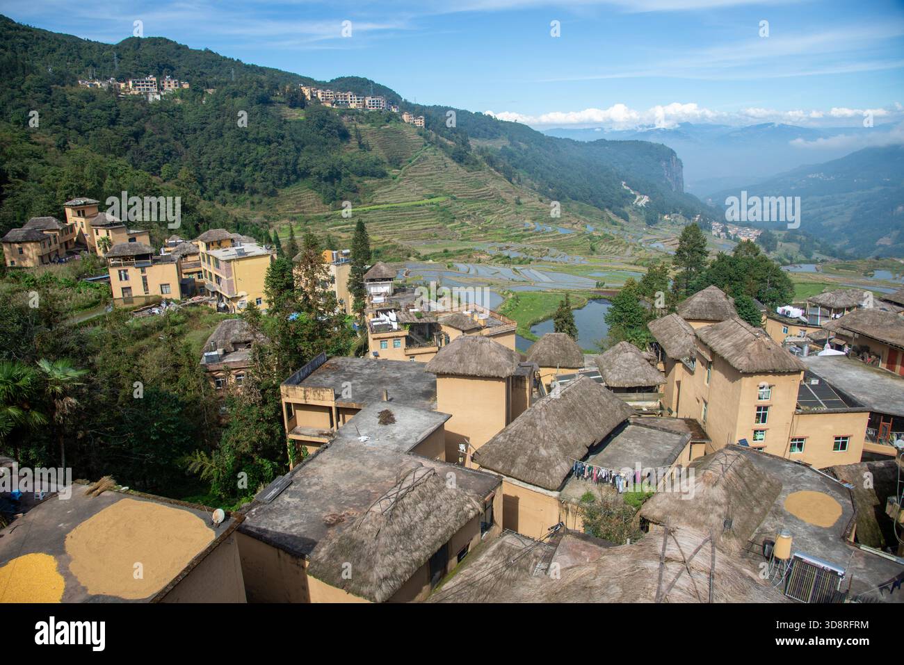 so called 'mushroom village' in famous Yuangyang rice terraces area in ...