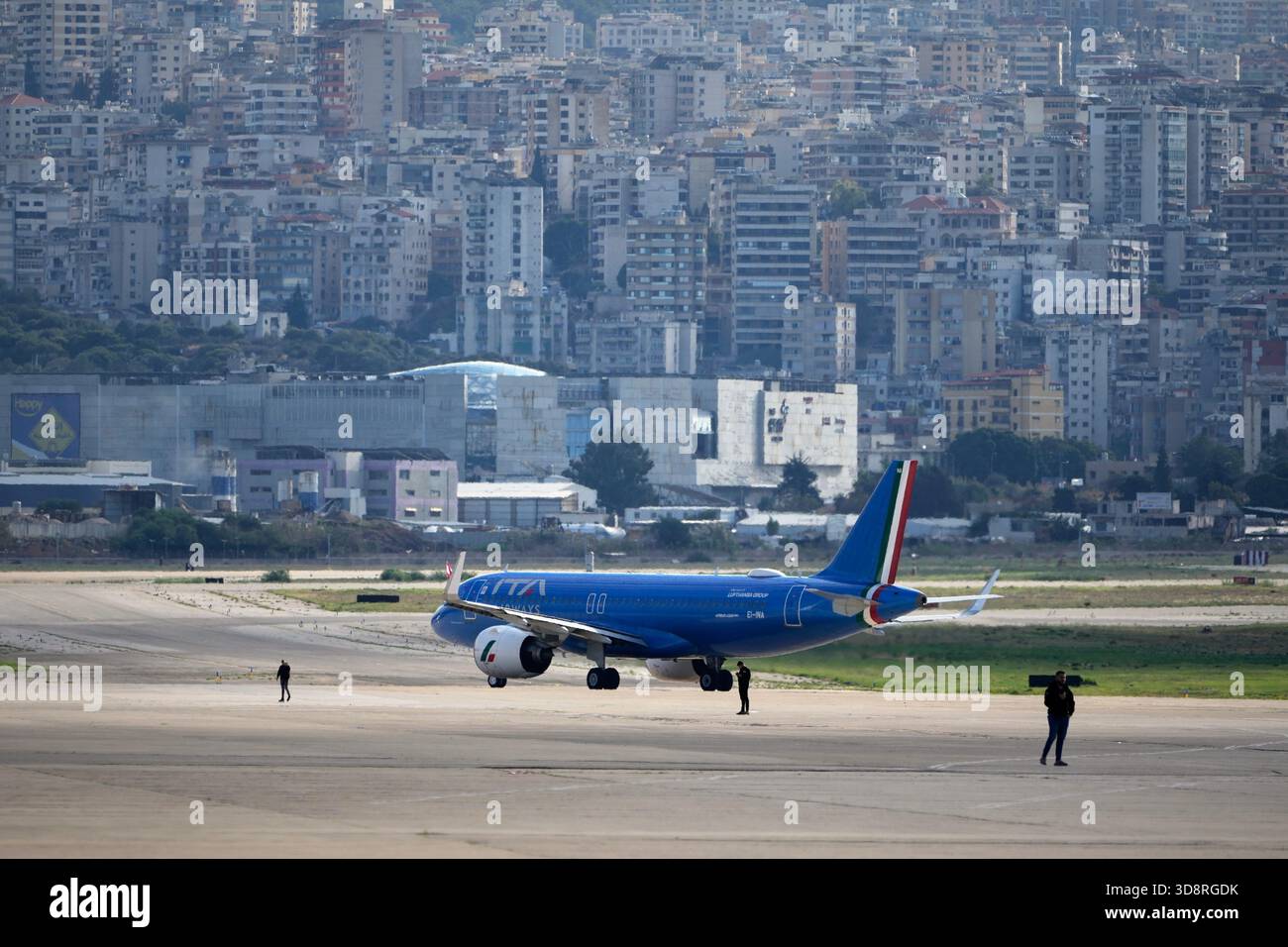 The plane carrying Pope Leo XIV prepares to take off for Rome after his ...