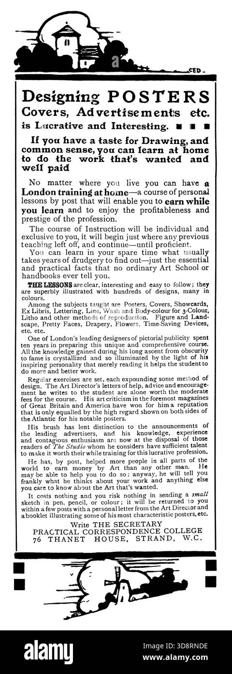 1910 Designing posters, Practical Correspondence College art course ...