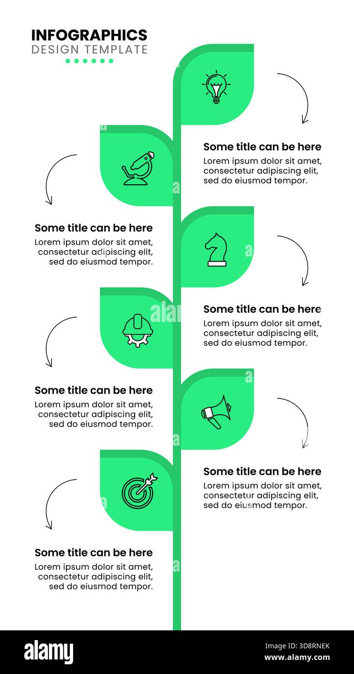 Infographic template with icons and 6 options or steps. Green plant ...