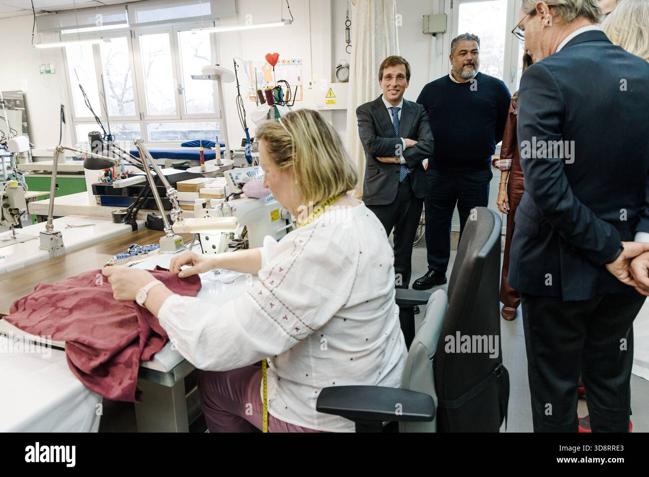 The mayor of Madrid, José Luis Martínez-Almeida (2l), during a visit to ...