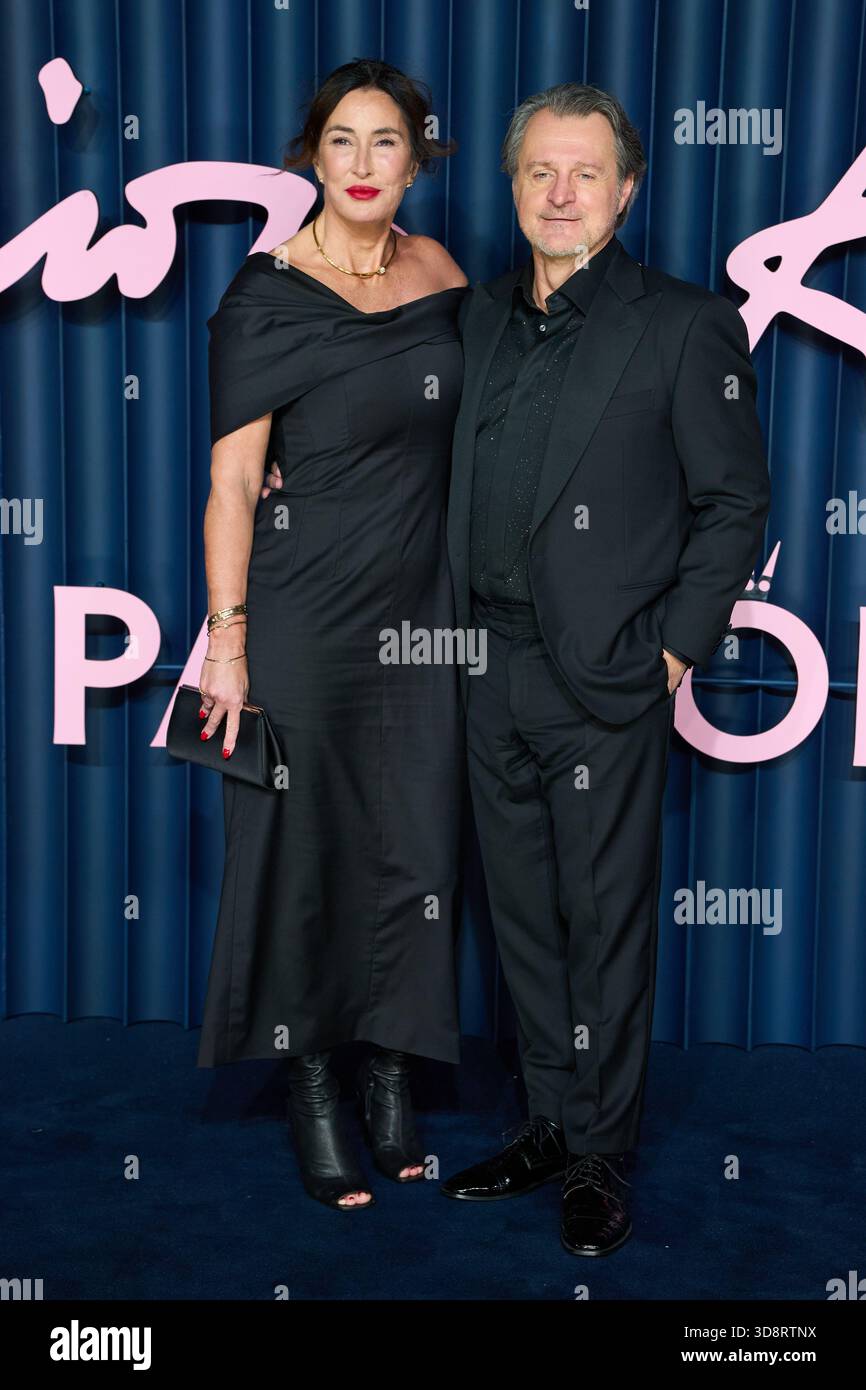 Maria Lacik, left, and Alexander Lacik pose for photographers upon ...