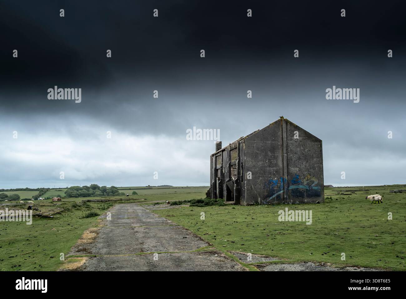 The remains of buildings on the disused historic RAF Davidstow Airfield ...