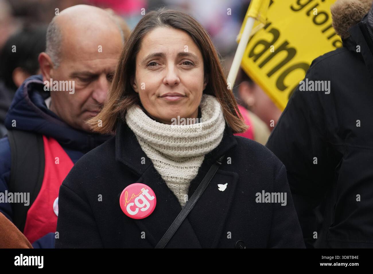 CGT union secretary general Sophie Binet attends a demonstration for ...