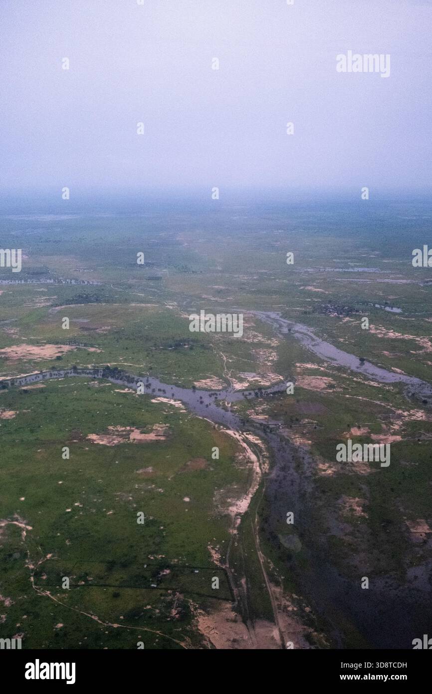 Aerial view of rural areas surrounding NDjamena flooded during the ...