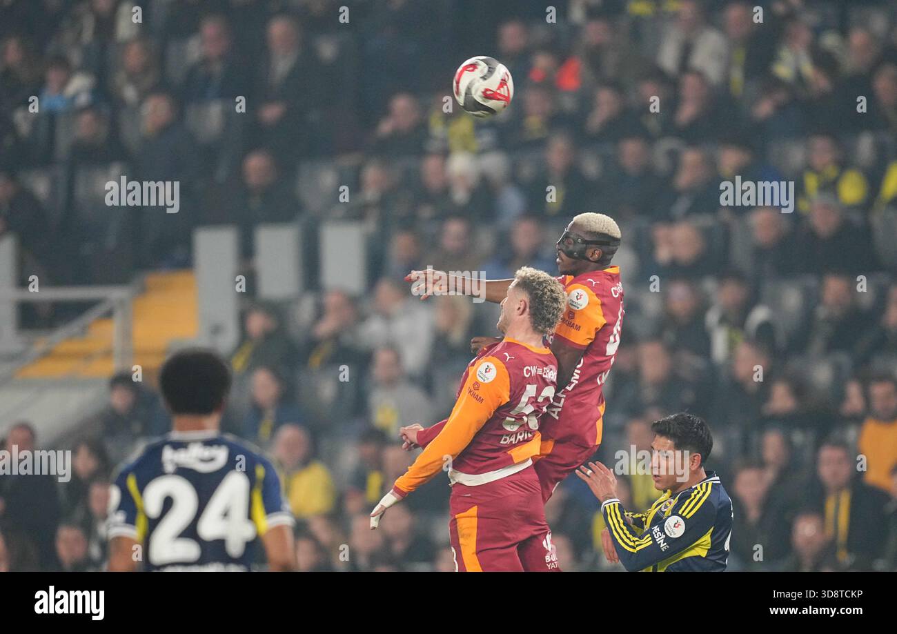 December 01 2025: Victor Osimhen of Galatasaray heads during a Turkish ...