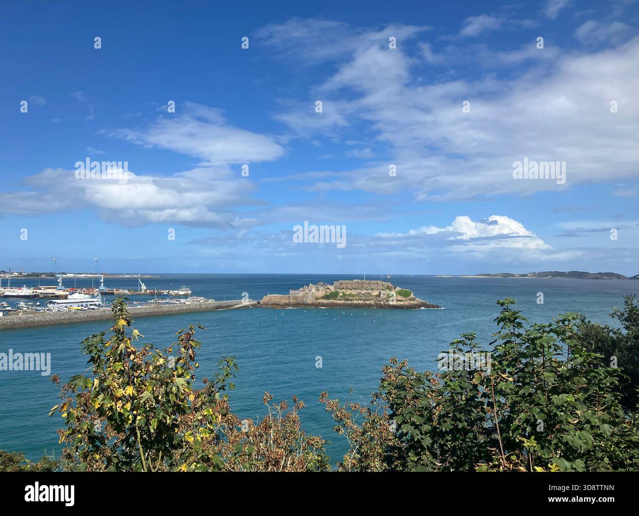 British Channel Islands. Guernsey. St Peter Port. View from cliff path ...
