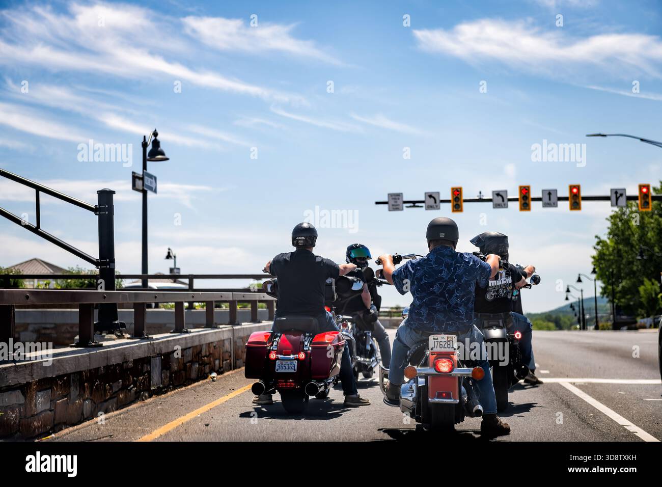 Charlottesville, USA - April 27, 2025: Group of bikers motorcyclists on ...