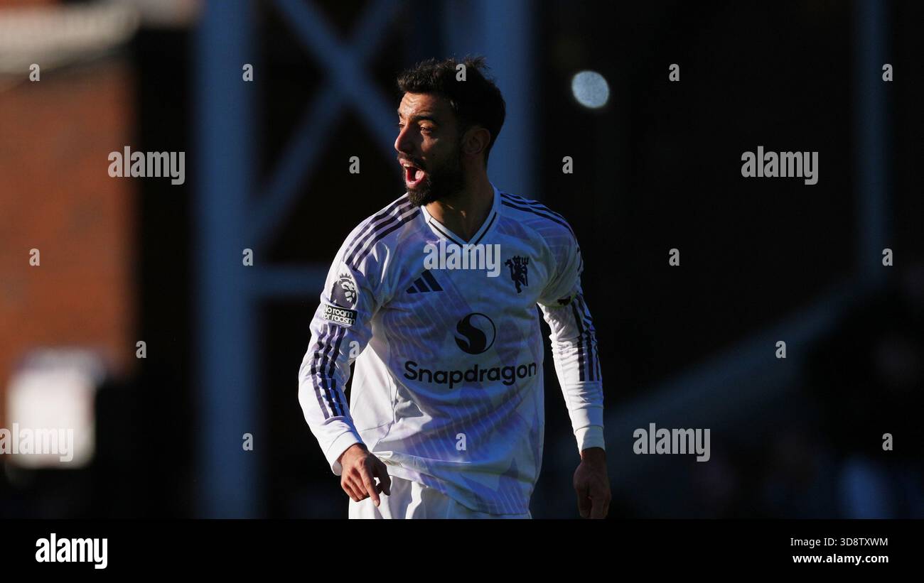 Manchester United's Bruno Fernandes reacts during the English Premier ...