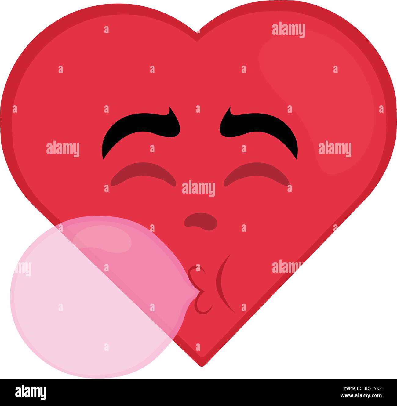 vector illustration emoticon character heart cartoon, chewing and ...