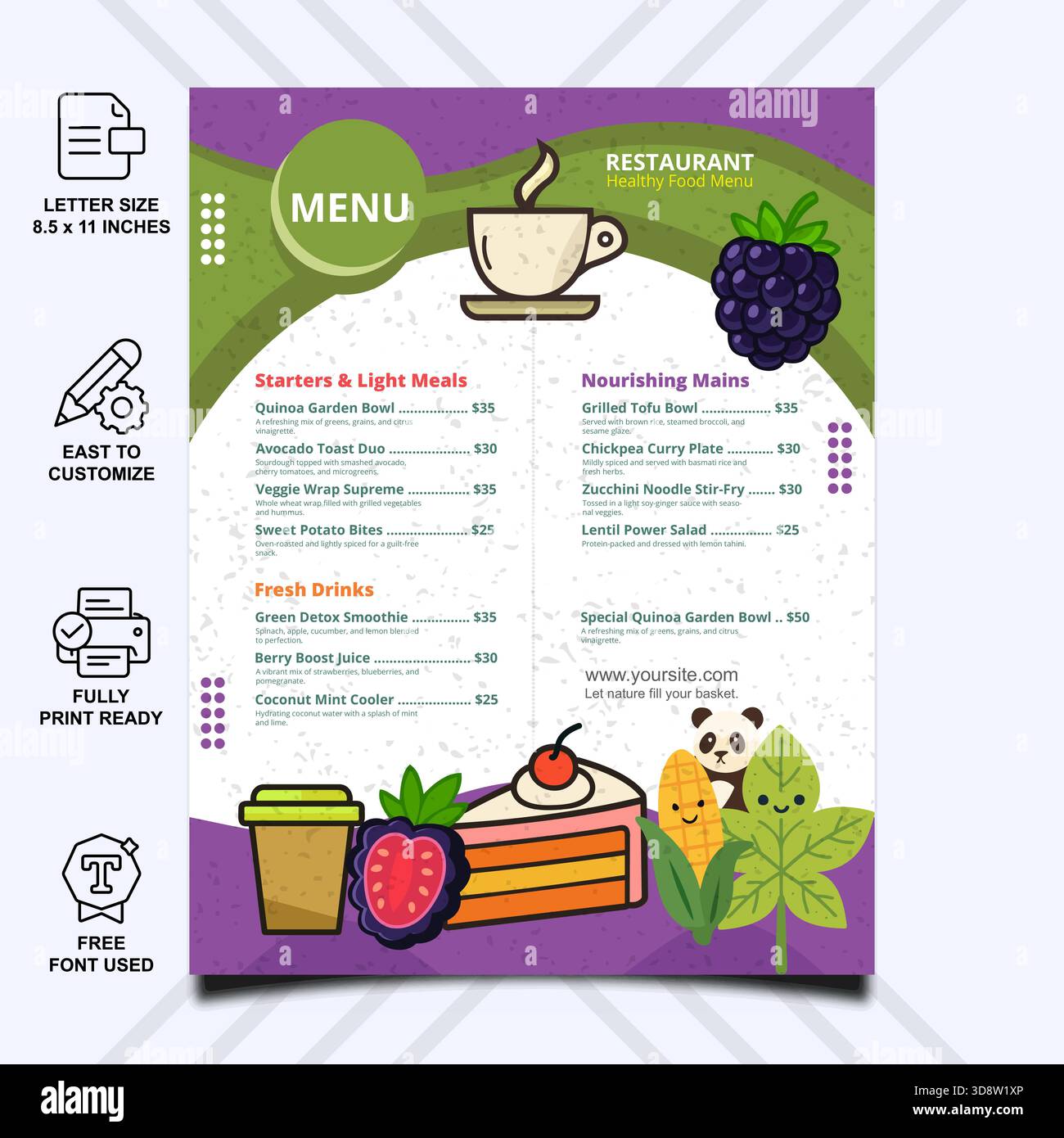 Vegan menu flyer Stock Vector Images - Alamy
