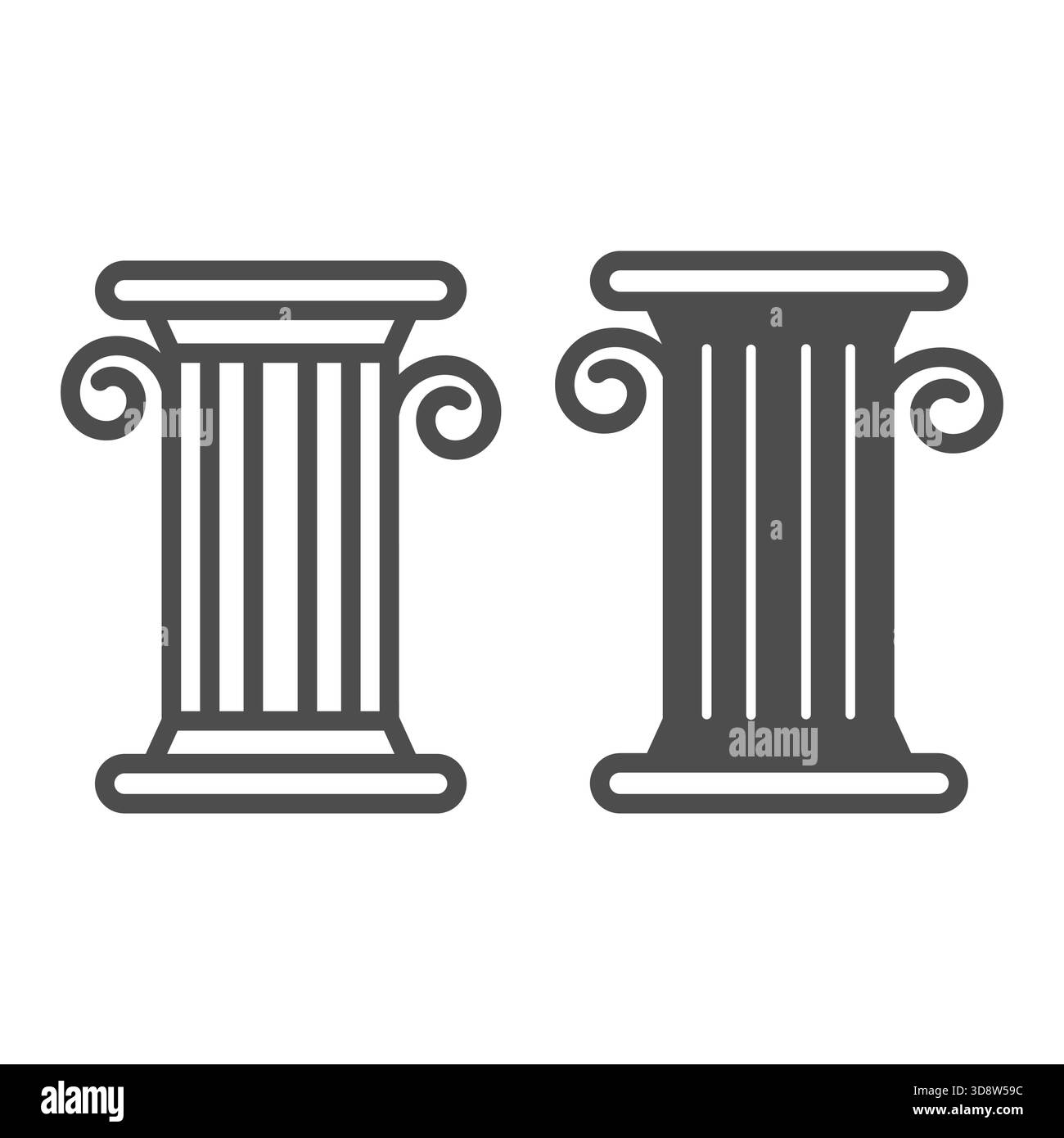 Greek column line and solid icon, architect studio concept. Vector ...