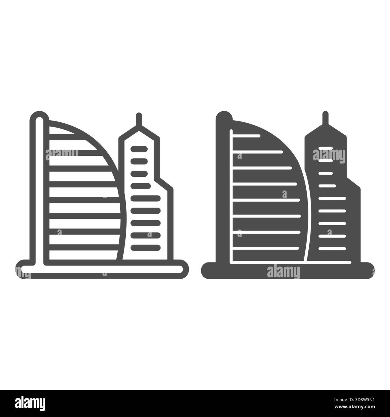 Skyscraper tower and tall building line and solid icon, real estate ...