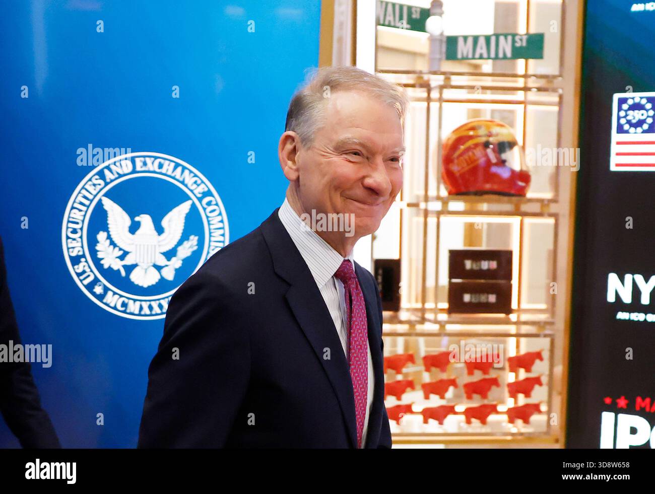 Securities and Exchange Commission (SEC) Chairman Paul Atkins walks on ...