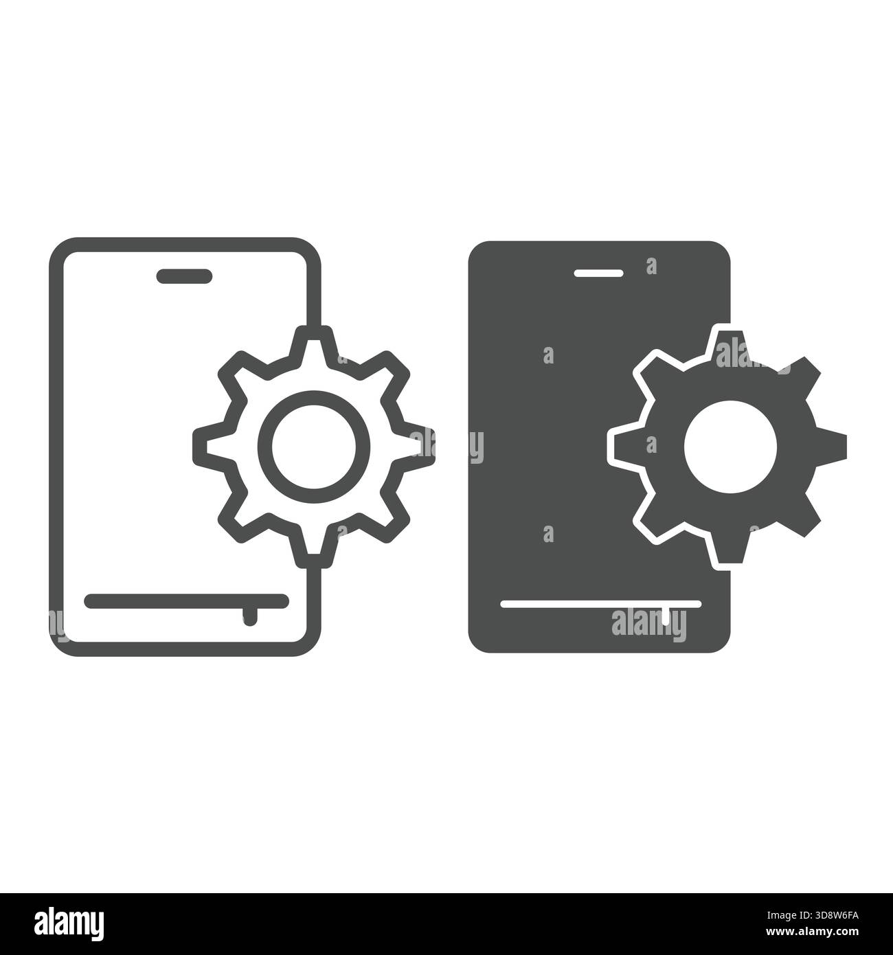 Phone gear line icon Black and White Stock Photos & Images - Alamy