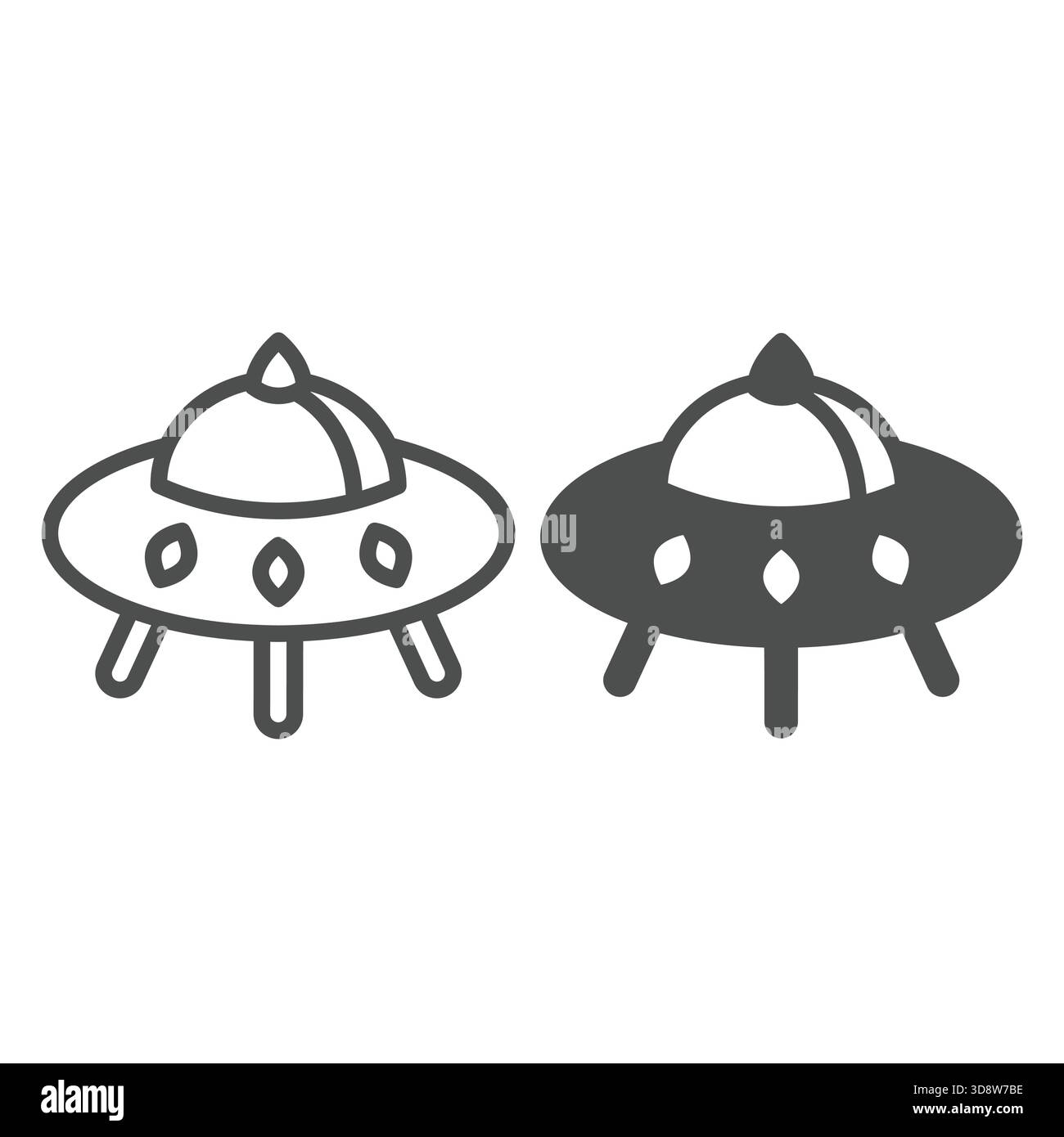 Alien ship line and solid icon, cosmos concept. Vector graphics ...