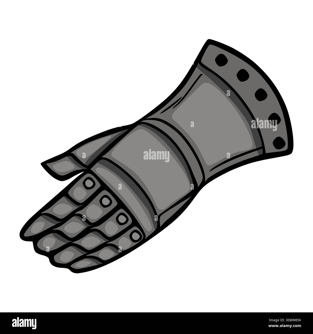 Detailed vector illustration of a medieval knight's gauntlet, rendered ...