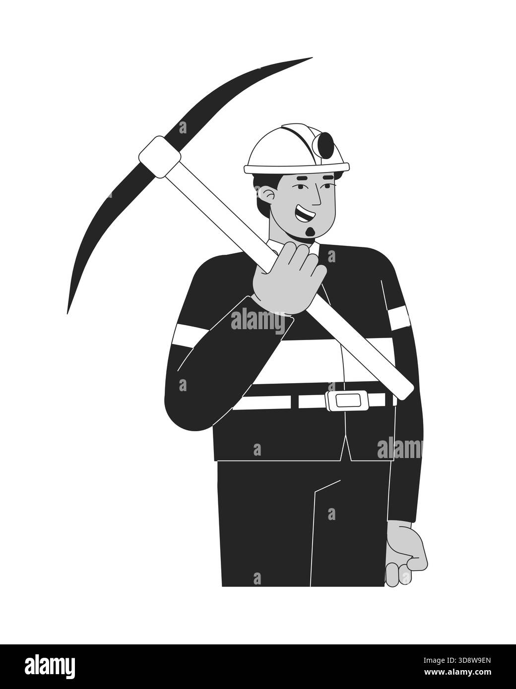 Arab male miner holding pickaxe 2D line character Stock Vector Image ...