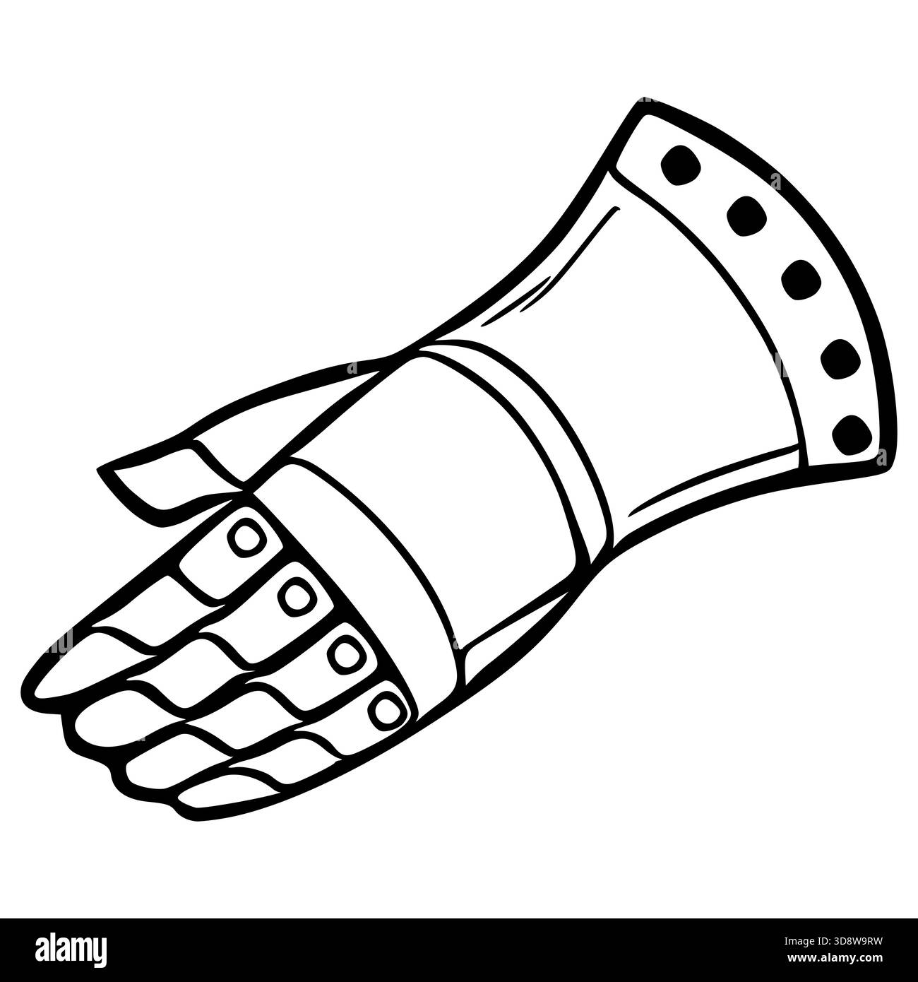 Stylized vector illustration of a medieval gauntlet with detailed ...