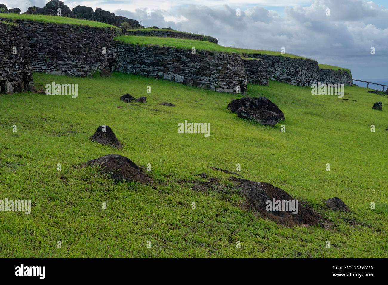 Orongo ceremonial village, Easter Island, Rapa Nui, Chile Stock Photo ...
