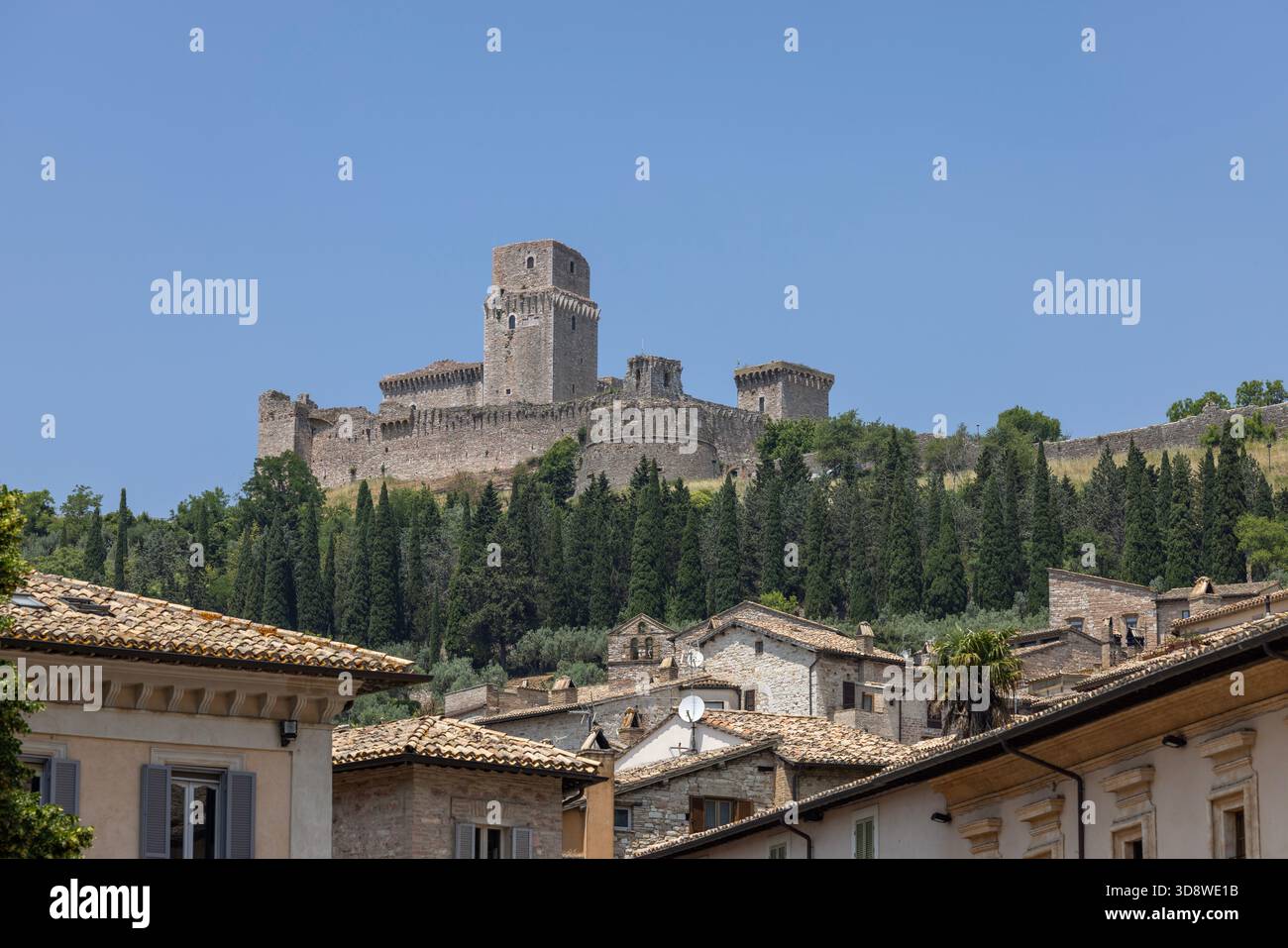 Assisi, Italy - June 12, 2025: View of Rocca Maggiore castle, ruins of ...