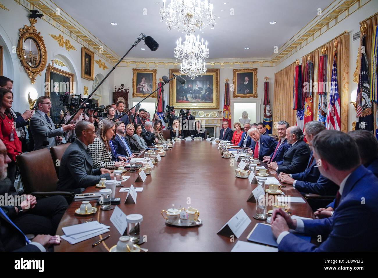 United States President Donald J Trump holds a meeting with his Cabinet ...