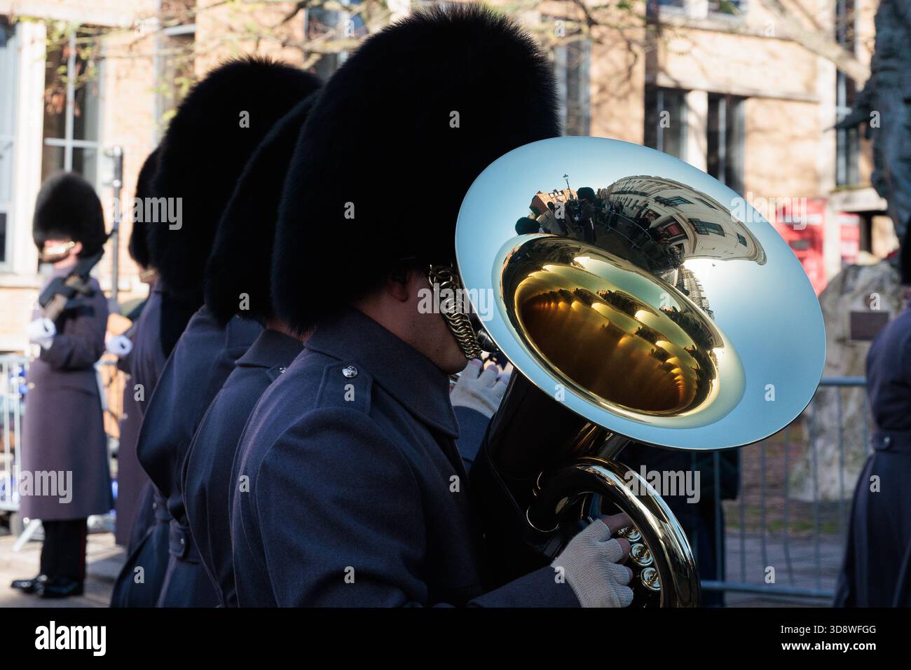 Windsor, UK. 2nd December, 2025. A military band passes along the High ...