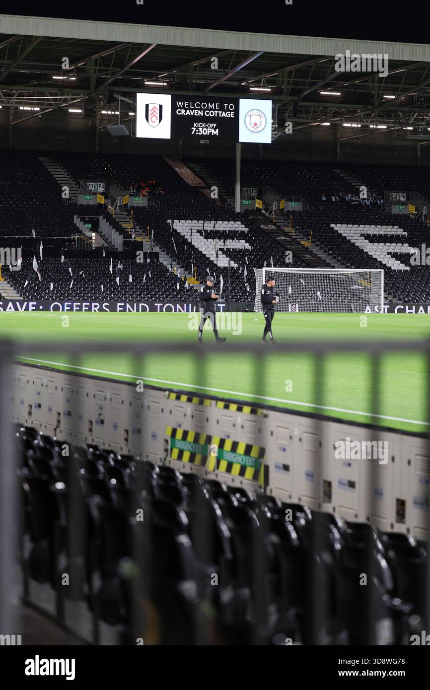 General view inside the stadium prior to the Fulham v Manchester City Premier League match at ...