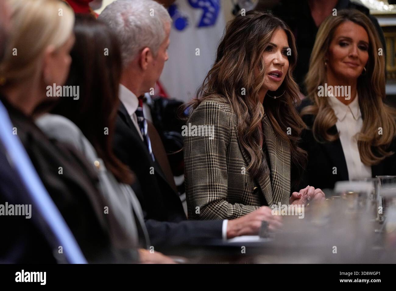 Homeland Security Secretary Kristi Noem, speaks during a cabinet ...