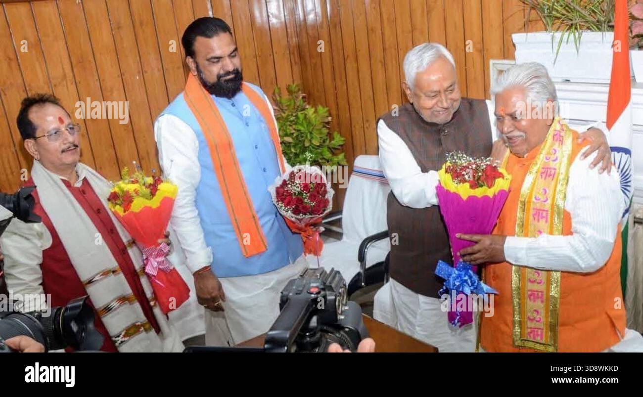PATNA, INDIA - DECEMBER 2: Bihar Chief Minister Nitish Kumar along with ...
