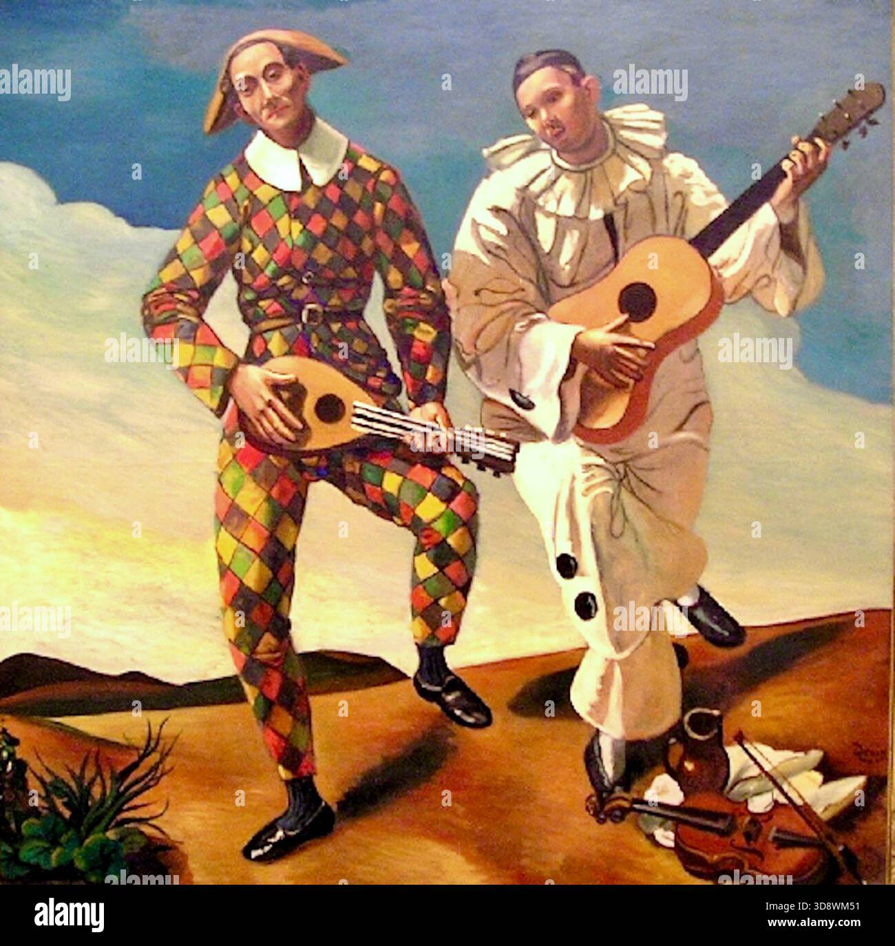 André Derain - Harlequin and Pierrot - 1924 - The painting depicts two ...
