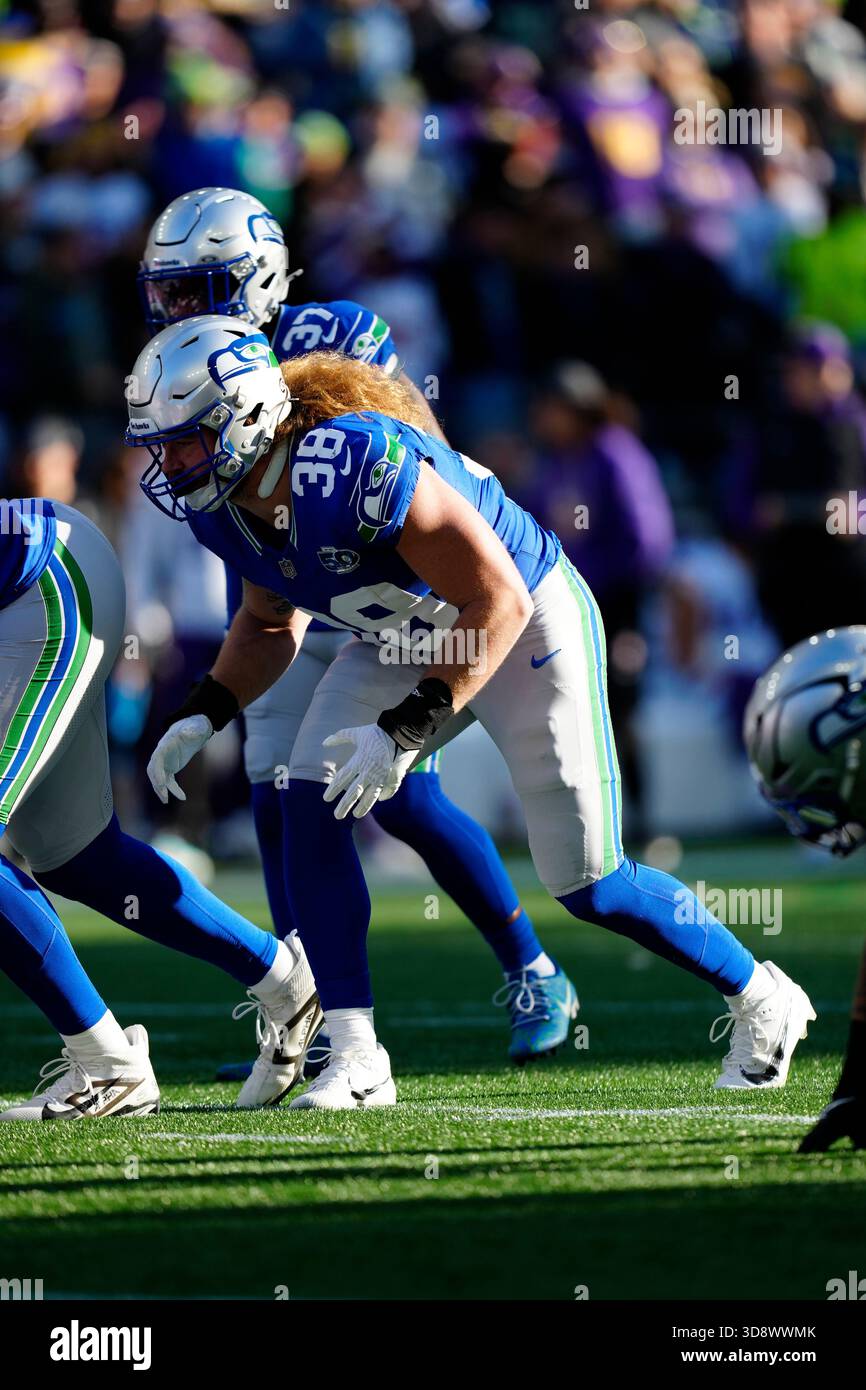 Seattle Seahawks safety Ty Okada (39) gets set during an NFL football ...